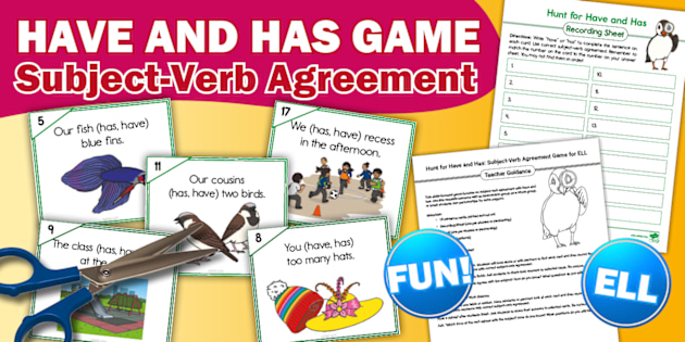 Subject Verb Agreement Games Subject And Predicate Worksheet With