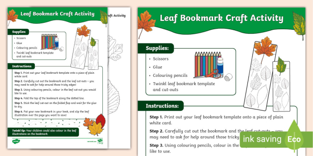 FREE! - Leaf Bookmark Craft Activity (teacher made)