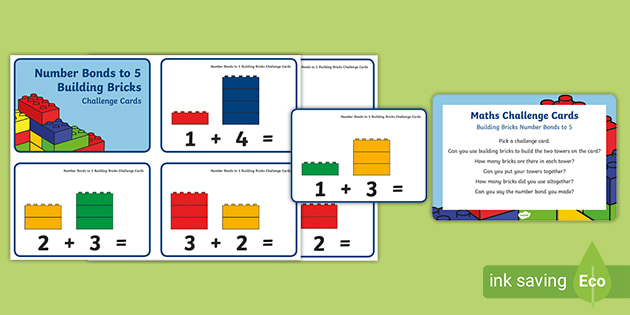 👉 Number Bonds to 5 Building Bricks Challenge Cards