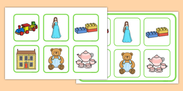 Toys Matching Cards and Board (teacher made)