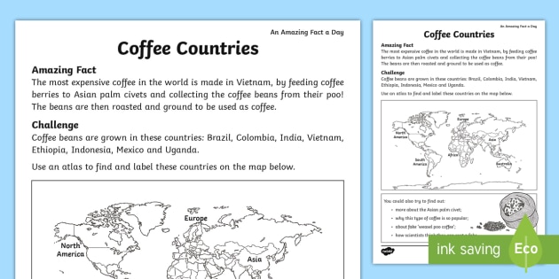 Coffee Countries Worksheet / Worksheet (teacher made)