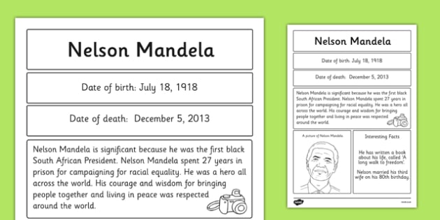 Nelson Mandela Significant Individual Fact Sheet - fact sheet