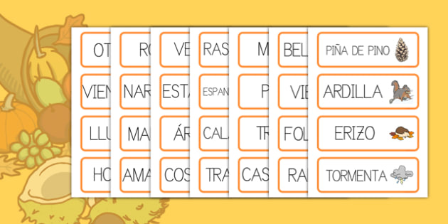 Tarjetas de vocabulario otoño (teacher made)