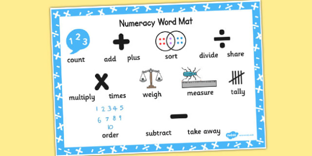 Numeracy Instructions Word Mat - numeracy, word mat