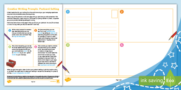 Creative Writing Prompts: Postcard Setting (teacher made)