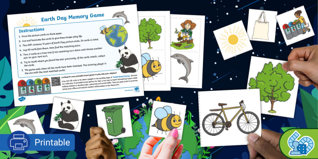 Earth Day Memory Game for EYFS Earth Day Activities