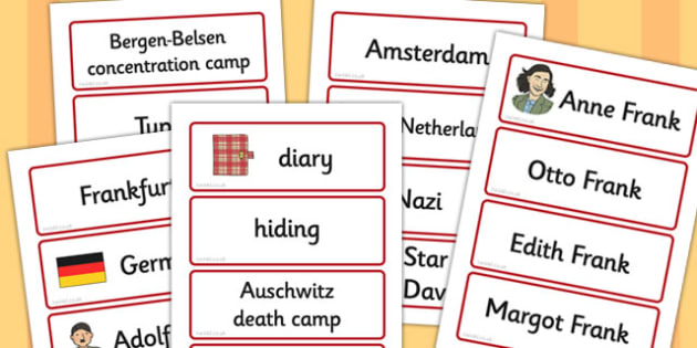 Anne Frank Word Cards
