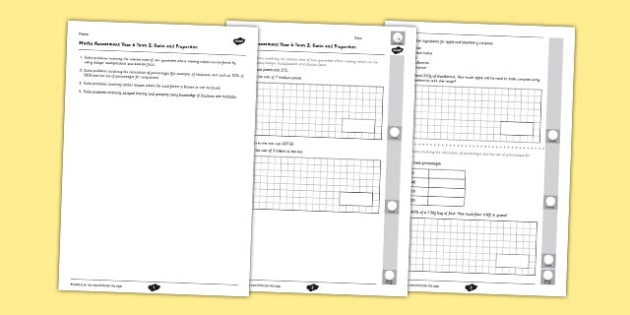 Maths Assessment: Ratio and Proportion Questions Year 6