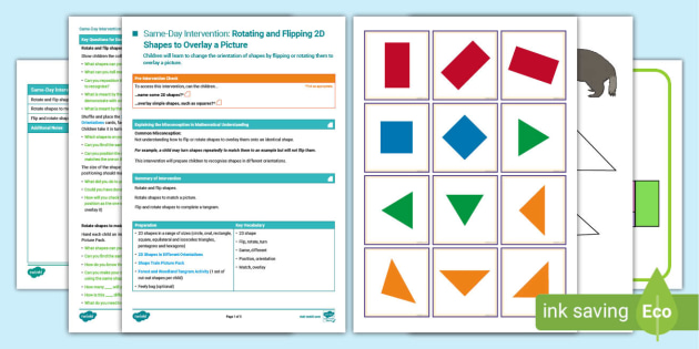 👉 Year 1 Maths Intervention Plan: Flipping or Rotating Shapes