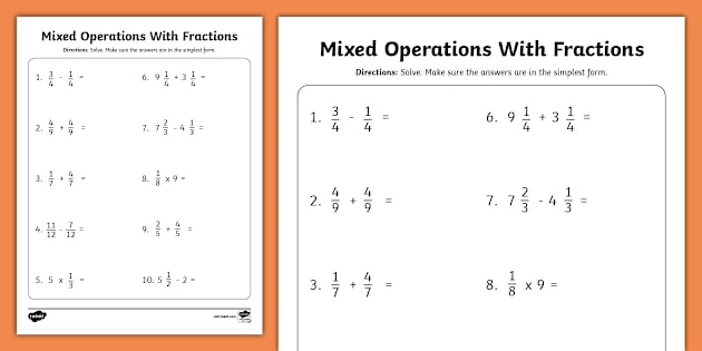 Adding Fractions Worksheets Grade 4