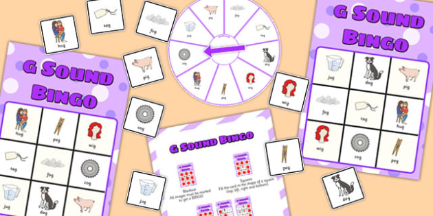 Final 'G' Sound Spinner Bingo