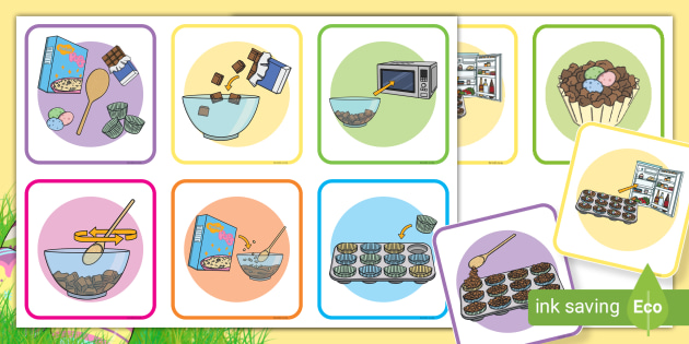 5 Step Sequencing Cards: Making Chocolate Rice Crispy Cakes