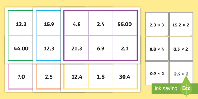 Multiplying Decimal Numbers Bingo (teacher made)
