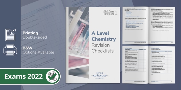 A Level Chemistry AQA Paper 1 Exam Revision Checklists