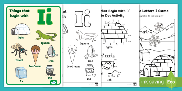 FREE! - Things that Begin with I Worksheets Pack