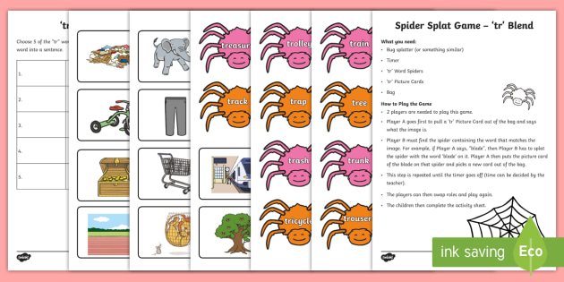 Spider Splat 'tr' Blend Game (teacher made)