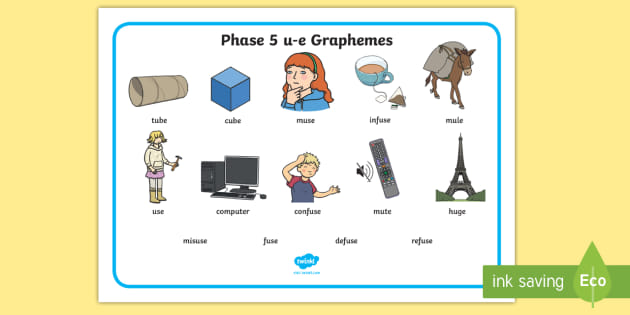 Phase 5 u_e Cube Grapheme Word Mat (teacher made)