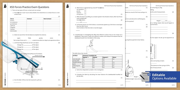 Labelling Forces Worksheet Ks3