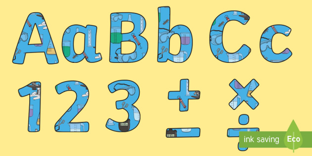 Science Themed Size Editable Display Lettering - display letters