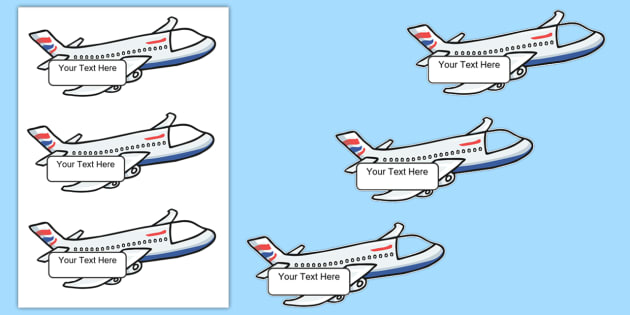Editable Aeroplane Themed Photo Self-Registration Labels - Editable ...