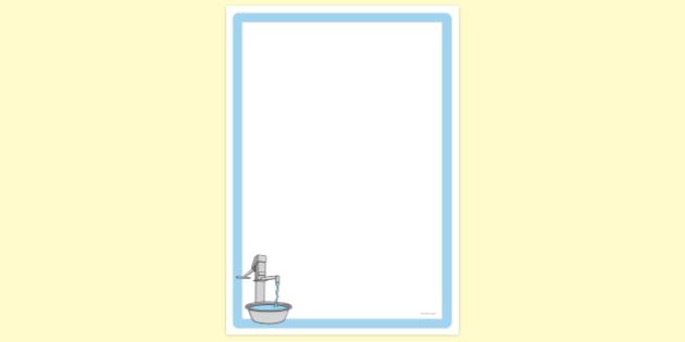 FREE! - Simple Blank Pouring Water In A Bowl Page Border