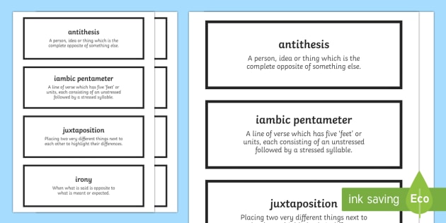 GCSE Poetry Terminology Cards (teacher made)