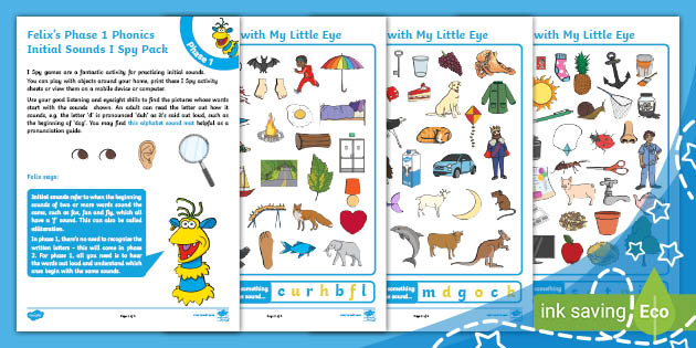 Felix's Phase 1 Phonics Initial Sounds I Spy Pack