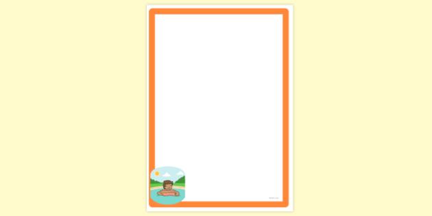 * NEW * Simple Blank Outdoor Pool Page Border | Page Borders | Twinkl