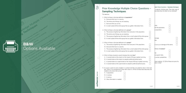 👉 Sampling Techniques Prior Knowledge Multiple Choice