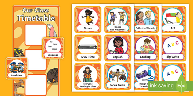 Australian Native Fauna Timetable with Cards (teacher made)