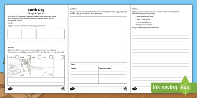 Earth Day Design a Species Activity (teacher made)