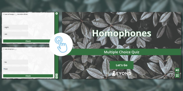 Interactive Homophones KS3 Multiple Choice Quiz | Beyond