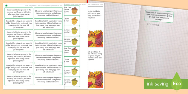 👉 Little Acorns Themed Maths Challenge Sticky Labels