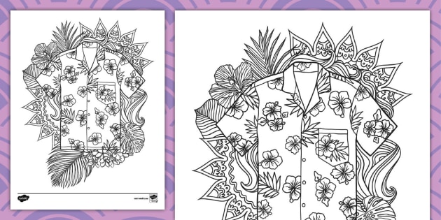 hawaiian shirt coloring page printable