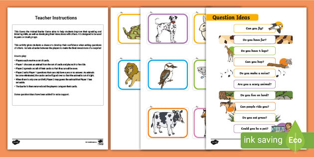 Guess the Animal | F-2 Speaking and Listening Barrier Game