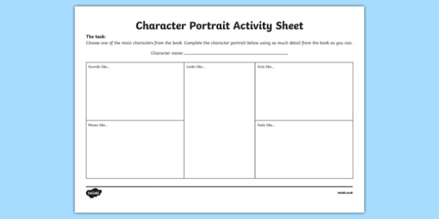 Character Portrait Worksheet | Twinkl Teaching Resources