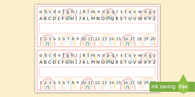 Muted Rainbow Themed Number and Alphabet Strips