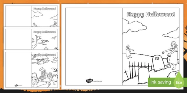 Halloween Colour In Greetings Cards (teacher made)