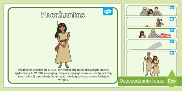 Pocahontas | Karty obrazkowe | Nauka czytania (teacher made)