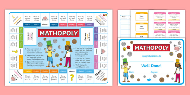 Change from £10 Mathopoly Board Game (teacher made)