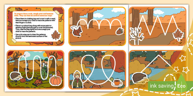 Autumn Mark Making Pattern Cards (teacher made)