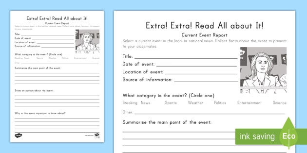 Current Event Report - Oral Presentation, Research, Article, social Studies