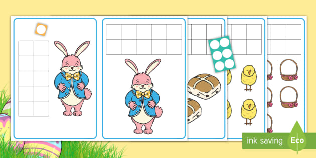 Easter-Themed Number Shape Count and Match Activity