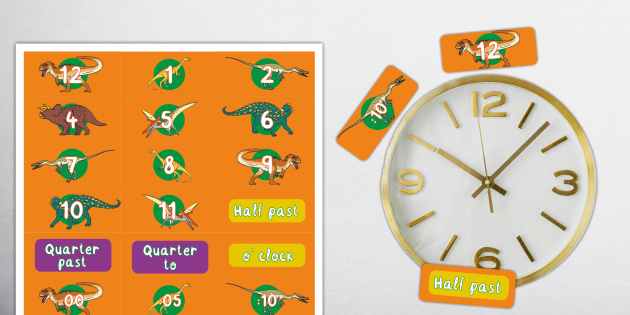 * New * Dinosaur Clock Display Sticker Labels