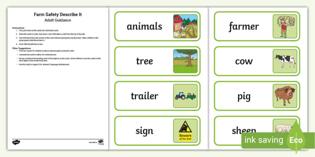 Farm Safety Describe It Oral Language Game (teacher made)