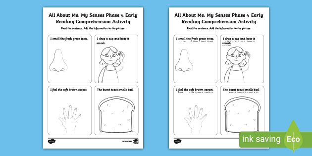 Phase 4 My Senses EYFS Reading Comprehension Activity