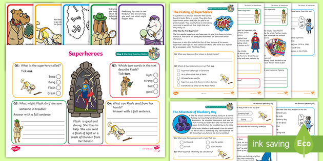 FREE! - KS1 Superheroes: Focused Reading Skills Comprehension Pack