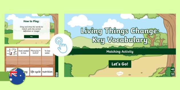 Living Things Change Key Vocabulary Matching Activity