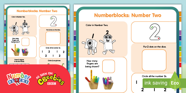 Twosday Numberblocks Number 2 Worksheet | Twinkl