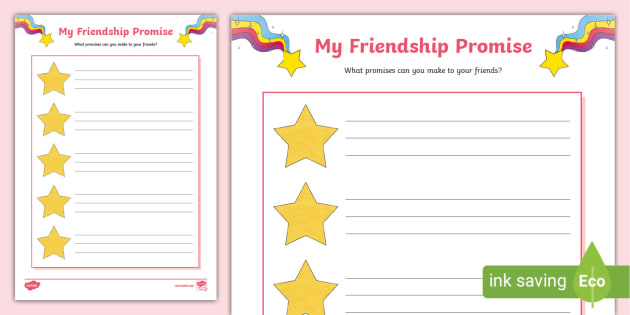 My Friendship Promise Writing Frame (teacher made)
